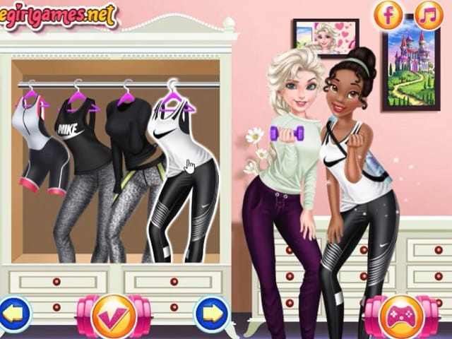 ELSA AND TIANA WORKOUT BUDDIES online game | POMU Games