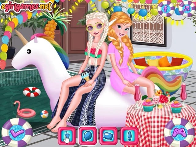 ELSA AND ANNA POOL PARTY online game | POMU Games
