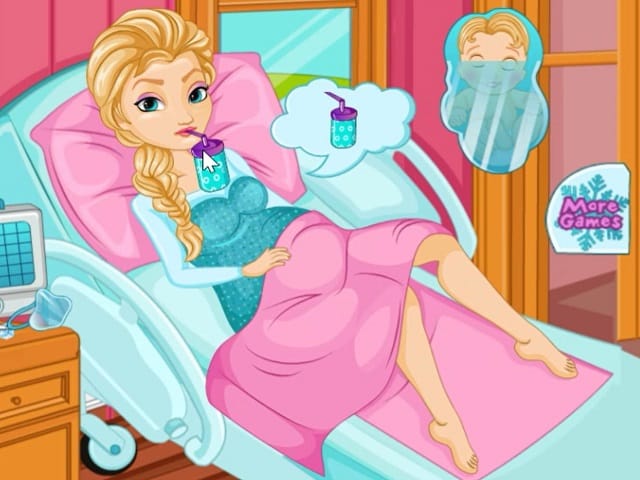 FROZEN ELSA GIVES BIRTH online game | POMU Games