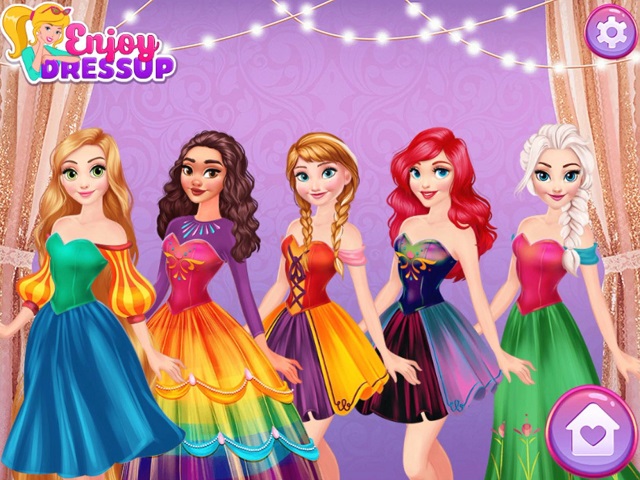DISNEY PRINCESSES RAINBOW DRESSES online game | POMU Games